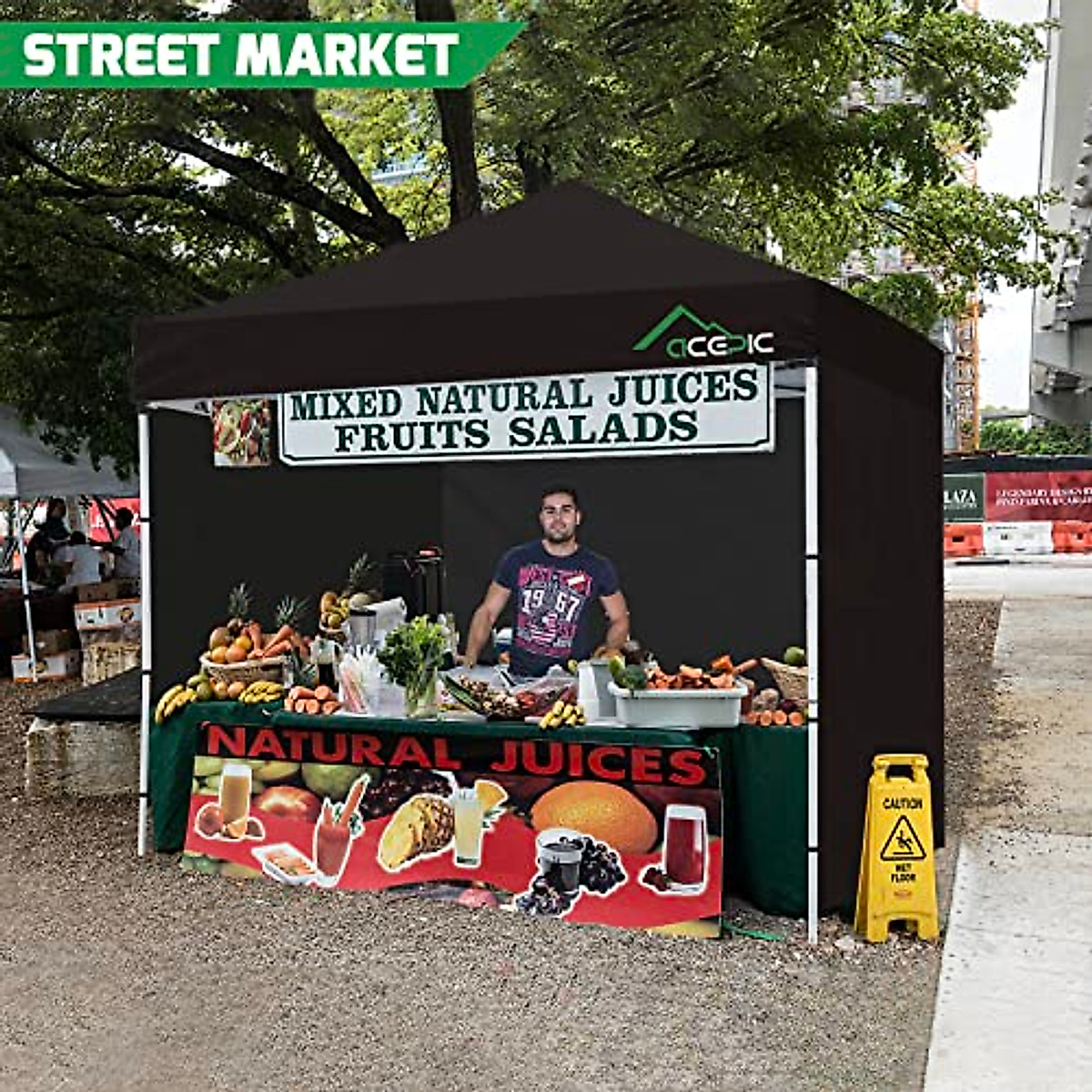 Acepic Instant Canopy Tent Sidewalls for 10x10 Pop Up Canopy 210D Waterproof,3 Piece Sidewall, Black(3PCS Sidewall Only, Canopy Tent NOT Included)