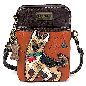 CHALA Crossbody Cell Phone Purse - Women PU Leather Multicolor Handbag with Adjustable Strap -German Shepherd Orange