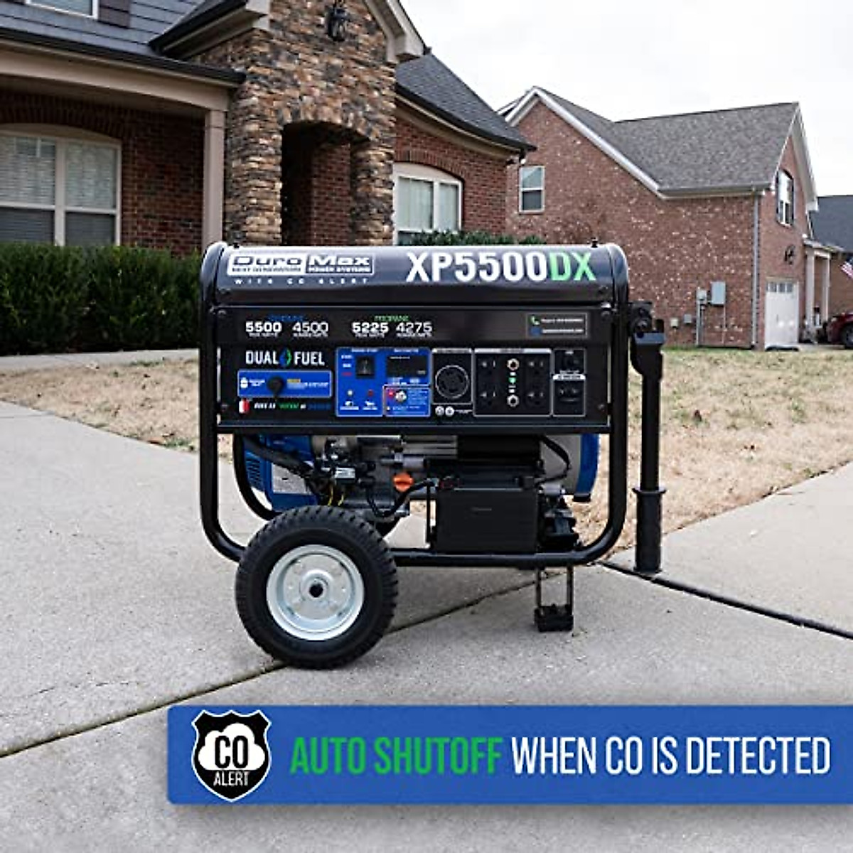 DuroMax XP5500DX 5,500-Watt/4,500-Watt 224cc Electric Start Dual Fuel Portable Generator w/CO Alert