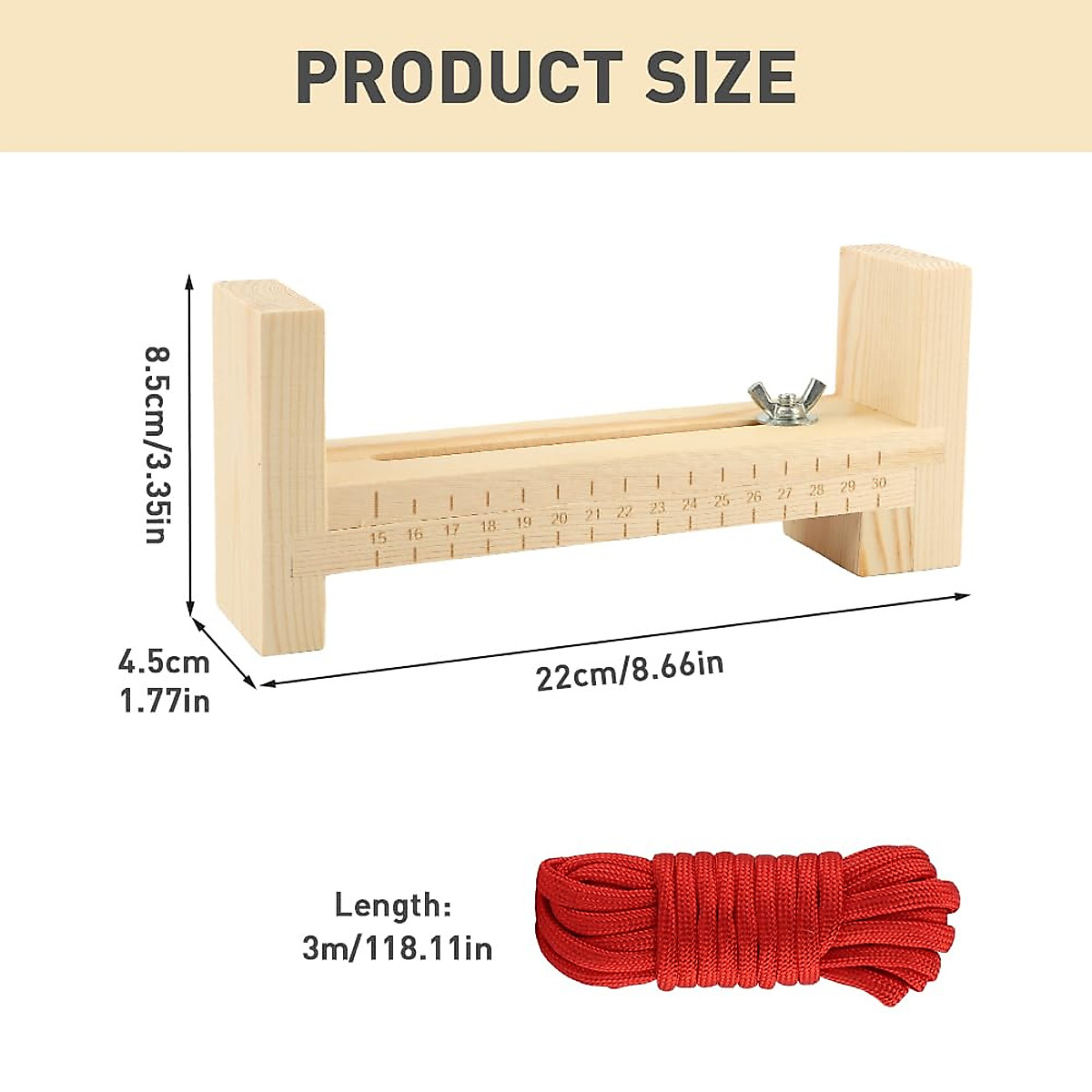 QWLWBU Adjustable Paracord Jig Bracelet Maker Wooden Jig Bracelet Maker,U Shape Wooden Frame Bracelet Jig Kit with 2 Clamp for DIY Craft Hand Knitting Bracelets Weaving(Size:8.66x1.77x3.35inch)