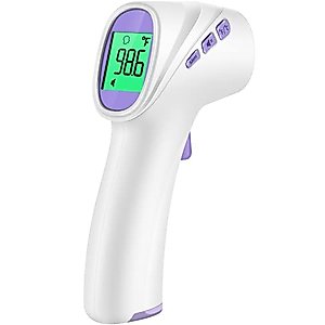 GoodBaby No-Touch Digital Forehead Thermometer, Infrared Thermometer for Adults, Kids & Babies, 1 Second Measurement, Fever Alert and 35 Sets Memory, Purple