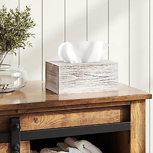 Barnyard Designs Rustic Distressed Wooden Rectangular Tissue Box Cover - Decorative Bathroom Facial Tissue Box Holder Farmhouse Country Decor, 10.5” x 6” x 4.5”