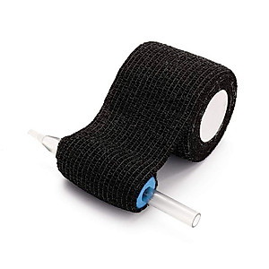 GOETOR Tattoo Grip Cover Wrap 2 Inch x 5 Yards 4 Rolls Breathable Self Adherent Wraps Black Elastic Bandage Tape for Tattoo Grip Cover Sports Wrist Ankle Sprains & Swelling (Black)