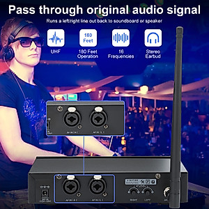 Levusu UHF Wireless in-Ear Monitor System with Earphone,180Ft, Rack Mount, Professional IEM Stereo System Transmitter and Beltpack for Studio, Guitar, Band Rehearsal, Live Performance (1 Bodypack)