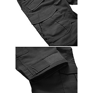 TRGPSG Men's Hiking Pants, Ripstop Camo Cargo Pants, Multi-Pocket Casual Work Pants WG3F Black 32