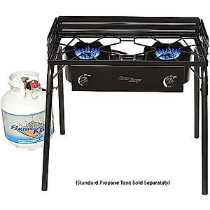 Flame King 200,000 BTU Propane Burner Gas Stove Heavy Duty Turkey Fryer/Camp Cooker, Portable with Stand Great for Outdoor Cooking, Home Brewing & Canning