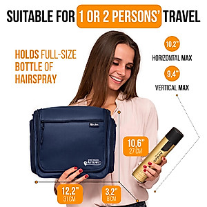 Travel Toiletry Bag for Men and Women - Large Hanging Toiletry Organizer - Waterproof Hygiene Bag with Metal XXL Swivel Hook, with YKK Zippers and 19 Compartments for Toiletries, Makeup, Cosmetics