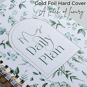 Daily Planner with Spiral Binding,6x9 Inches Undated Planner (To Do List),Greenery Design Daily To Do Planner, Habit Trackers, Time Management and Productivity Organizer