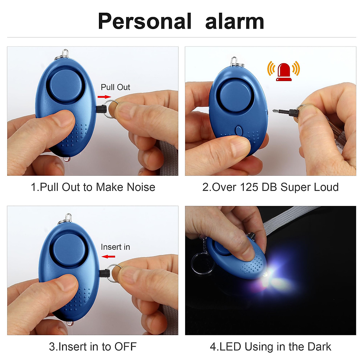 Zesirmay Keychain Set for Women with Alarm, Pom Pom, Whistle, Gifts for Girls, Friends, Women, Mom and Daughter (Cool-Blue)