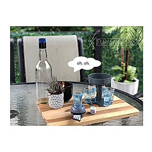 6 Shot Glass Dispenser and Holder (Includes 6 shot cups) with Shot Twister and 1pc Game Dice. Shot Dispenser, Shot Holder, Shot games, Drink Dispenser. Dark Grey, For All Types of Drinks