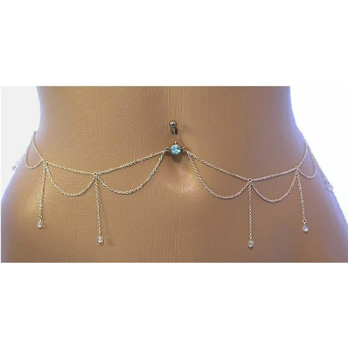 Body Accentz™ Belly Button Ring Navel Body Jewelry Dangle Waist Chain 14 Gauge