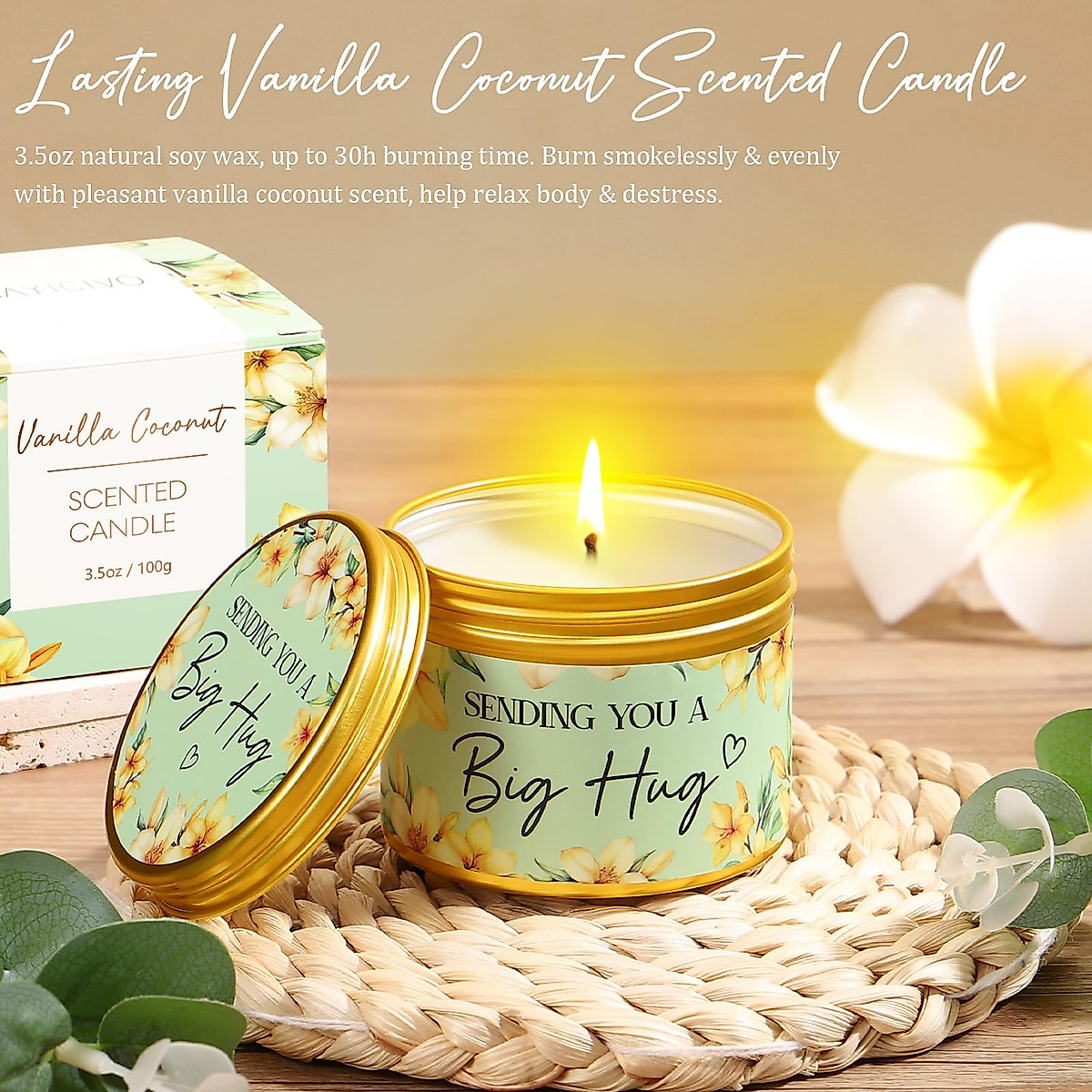 Birthday Gifts for Women Self Care Gifts, Vanilla Coconut Relaxing Spa Gifts Basket Bath Set Get Well Gifts Care Package Mothers Day Gifts for Mom Her Women Sister Friend Wife Grandma w/ Blanket