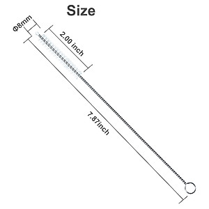 Straw Cleaner Brush, Extra Long Nylon Bristles and Stainless Steel Handle Cleaning Brushes for Washing Glass Silicone Metal Straws Tea Pot Spout Bottle (Only 2 pcs, 7.87inch X 5/16inch)