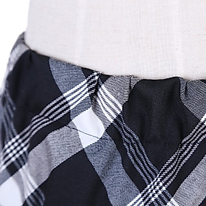 Women's Elastic Waist Plaid Pleated Skirt Tartan Skater School Uniform Mini Skirts (Large, Series 1 White)