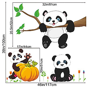 Amaonm Removable Cartoon Smile Panda Wall Decal Kids Room Wall Stickers 3D Peel Stick DIY Nursery Art Decor Baby Sticker Girls Living Room Classroom Kindergarten Bathroom Bedroom Decoration