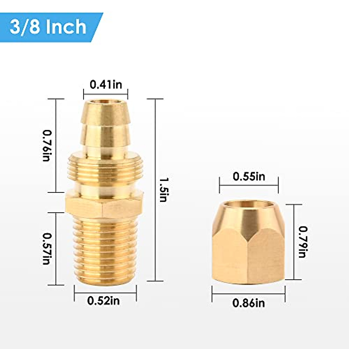 Luckyweld Air Hose Repair Kit, 2 Pack 3/8-Inch Reusable Solid Brass Hose-End Repair Fitting (3/8 Inch 2 Pcs)