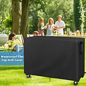 Guisong Flat Top Grill Cover Waterproof for Royal Gourmet 8-Burner Gas Grill with Side Tables Down, Weatherproof Cover for Protecting BBQ Grill/Propane Griddle/Outdoor Grill