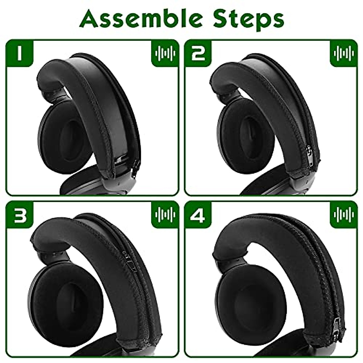 Geekria Flex Fabric Headband Cover Compatible with Sennheiser HD598 HD579 HD559 HD558 Headphones, Head Cushion Pad Protector, Replacement Repair Part, Sweat Cover, Easy DIY Installation (Black)