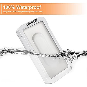 URROY 2021 Upgrade Shower Phone Holder [360° Rotation], Waterproof Wall Mount Shower Phone Case, HD High Sensitivity Cell Phone Universal Bathroom Mirror Shelf Storage Box for Bathtub, Kitchen (White)