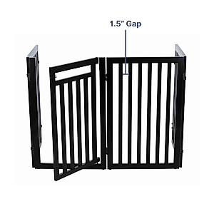 TRIXIE Freestanding 4-Panel Pet Gate, Foldable Pet Barrier Fence, Convertible Pet Pen, 32-in Tall, Walk Through Door, Brown