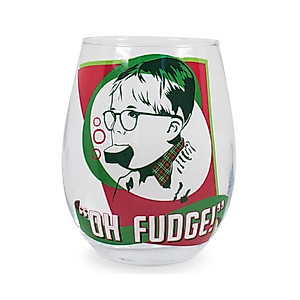 Silver Buffalo A Christmas Story Oh Fudge! Stemless Wine Glass | Holds 20 Ounces