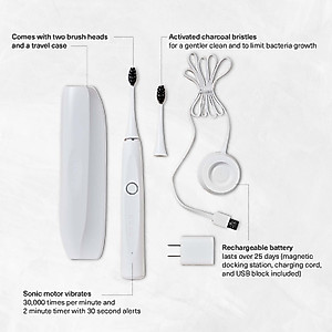 Boka Electric Toothbrush with 2 Heads - Rechargeable Sonic Powered Tooth Brush - Bristles for Deep Cleaning - Dentist Recommended Oral Care - Charging Base with Micro USB (Adults Electric Toothbrush)