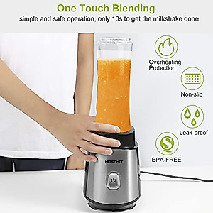 HERRCHEF Smoothie Blender, Blender for Shakes and Smoothies, 350W Powerful Personal Blender with 2 x 20oz Portable Bottle, Single Bullet Blender Easy To Clean, BPA Free