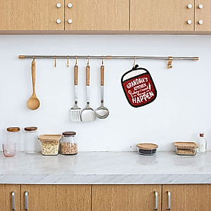 PWHAOO Grandma’s Kitchen Where Sweet Things Happen Pot Holder Grandma Pot Holder Gift for Grandma (Grandma’s Kitchen Red) (Grandmas Kitchen 1)