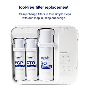 Pureit 5 Series UR5640 RO Reverse Osmosis Water Purifier, DURAViva Filtration Tech, WQA Gold Seal-Certified, 569 GPD Fast Flow, 90%+ TDS removal, Tankless, Compact Under Sink, Stainless Steel Faucet