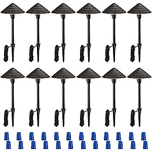 LEONLITE 12-Pack LED Landscape Lights Low Voltage, 3W 12-24V Pathway Lights, Cast-Aluminum Waterproof Path Lights, ETL Listed Landscape Lighting Wired for Yard Lawn, 3000K Warm White, Bronze