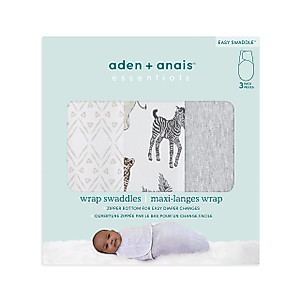 aden + anais, Cotton Knit Baby Wrap, Newborn Wearable Swaddle Blanket, 3 Pack, Multicolor Toile, 0-3 Months, Small/Medium