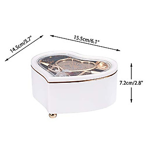 Rainbowie Heart Musical Jewelry Box, Musical Jewelry Storage Box with Dancing Girl,Arrow Design Christmas Gift White