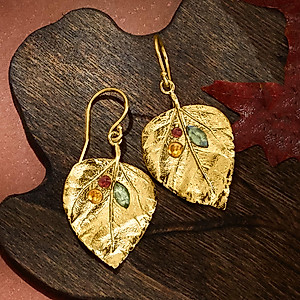 Ross-Simons 1.40 ct. t.w. Multi-Stone Leaf Drop Earrings in 18kt Yellow Gold Over Sterling
