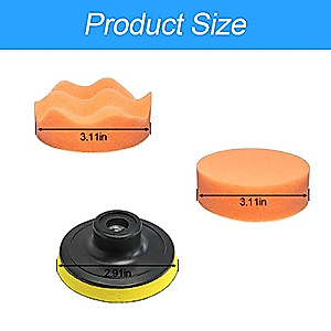 22 PCS Drill Polishing Buffing Pads Kit, Car Foam Drill, 3" Buffing Pads, Automotive Polisher for Drilling, Buffing, Waxing, Detailing Kit for Car(18 Pads, 2 Drill Adapter, 2 Suction Cup)