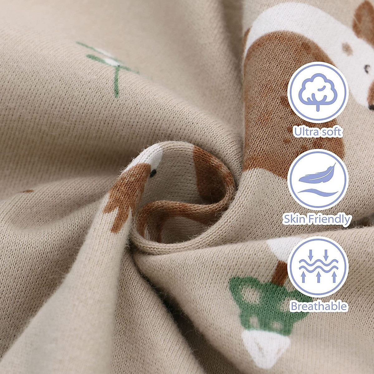 Baby Sleep Sack with Legs, TOG 0.5 Sleeveless Baby Sleeping Bag, Soft Footless Wearable Blanket Baby, 100% Cotton Sleeper Sack for Toddler Baby Boys Girls(Apricot, Deer, M(2T-3T))