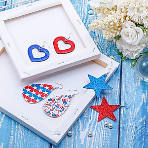 16 Pairs Independence Day American Flags Patriotic Faux Leather Earrings Dangle Petal Lightweight 4th of July Teardrop Leaf Drop Earrings for Women Gifts