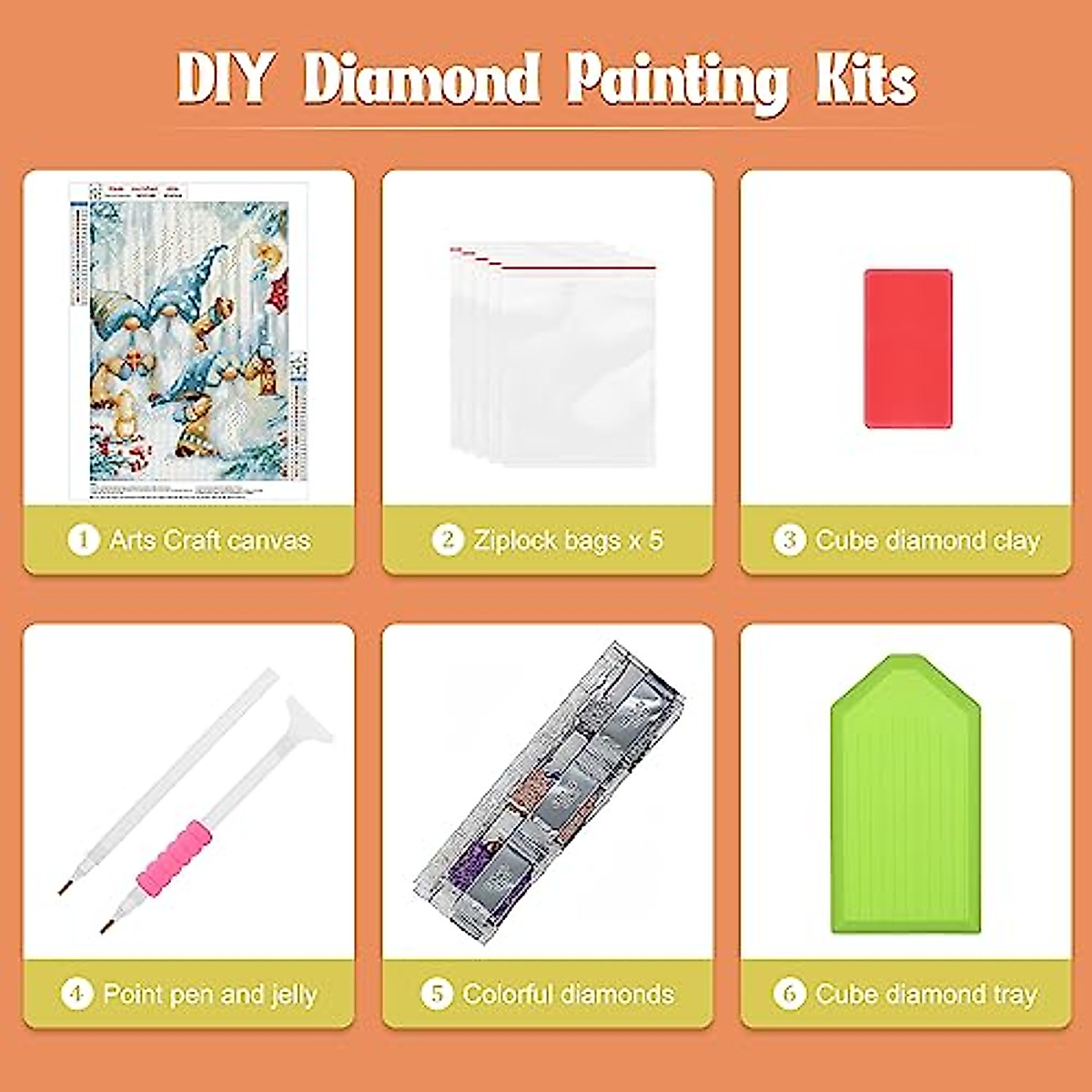 NAIMOER Christmas Diamond Art Kits for Adults, 5D Gnomes Diamond Art Kits Winter, DIY Full Drill Winter Snow Diamond Art Christmas Diamond Art for Home Decor 30x40cm
