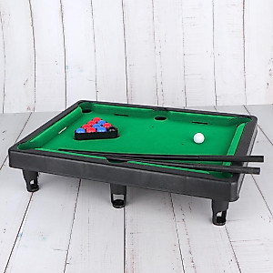 Mini Pool Table Tabletop Desktop Billiards Snooker Game with 2 Sticks, 11 Balls Home Office Desk Stress Relief Games