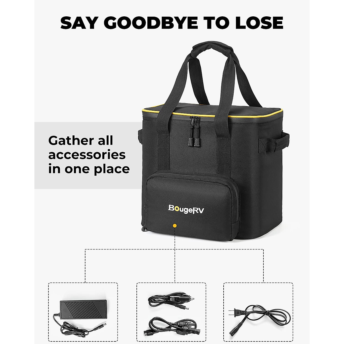 BougeRV Portable Carrying Bag Compatible with Fort 1000 Power Station/NCM 1100Wh Solar Generator, Power Station Storage Case with PVC Bottom Thickened Straps for Charging Cable Accessories