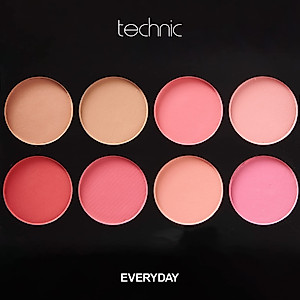 Technic Colour Fix Pressed Powder Blush Palette - 8 Blendable Matte Shades For A Long Lasting, Professional Finish
