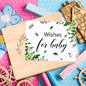 Set of 50 Botanical Baby Shower Advice Cards and Wooden Keepsake Box, Greenery Baby Advice Cards for Baby Shower Double Sided Advice and Wishes Cards for Boys Girls Baby Showers Wedding Gender Reveal