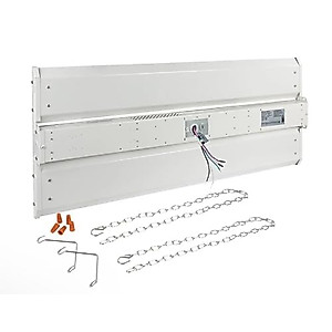E2 LIGHTING Linear High Bay LED Shop Lights, 2x4 with Motion Sensor & Emergency Battery Backup, 2 Pack 220W LED High Bay Lights for Warehouse & Shop, 5000K High Bay Lights