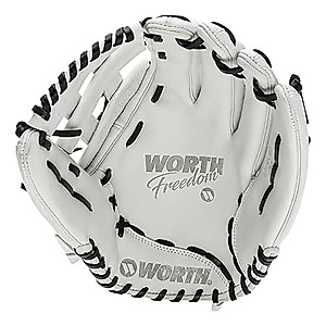 Worth | Freedom Series Slowpitch Softball Glove | 15 Inch | White/Black | Right Hand Throw