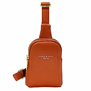 Aomiduo Leather Sling Backpack, Multipurpose Crossbody Shoulder Bag Travel Hiking Daypack for Women Girl, Brown