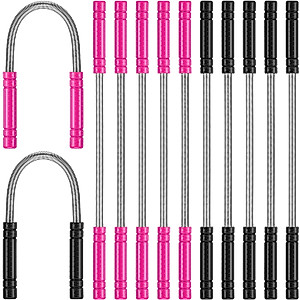 12 Pieces Facial Hair Removal Spring Eyebrow Face Epilator Threading Tool for Women Chin Cheek Mustache Upper Lip (Rose Red, Black)