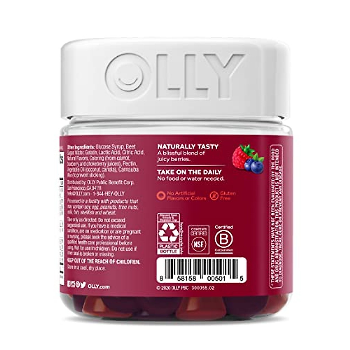 OLLY Women's Multivitamin Gummy, Overall Health and Immune Support, Vitamins A, D, C, E, Biotin, Folic Acid, Adult Chewable Vitamin, Berry, 45 Day Supply - 90 Count (Pack of 1)