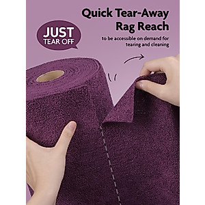 Fantasticlean Microfiber Cleaning Cloth Roll -75 Pack, Tear Away Microfiber Towels, 12" x 12", Reusable, Washable, Scratch Free, Ultra Absorbent Dish Rags for Car, Home, Garage or Shop (Dark Purple)