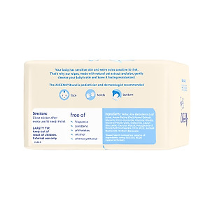 Aveeno Baby Sensitive All Over Wipes with Aloe & Natural Oat Extract for Face, Bottom & Hands, pH-Balanced, Hypoallergenic, Fragrance-, Phthalate-, Alcohol- & Paraben-Free, 3 Pks of 56 ct