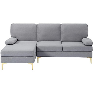 ATY 80" L Shape Sectional Sofa with Chaise, Modern 3-Seater Corner Couch for Small Space, Easy Assemble, Light Gray