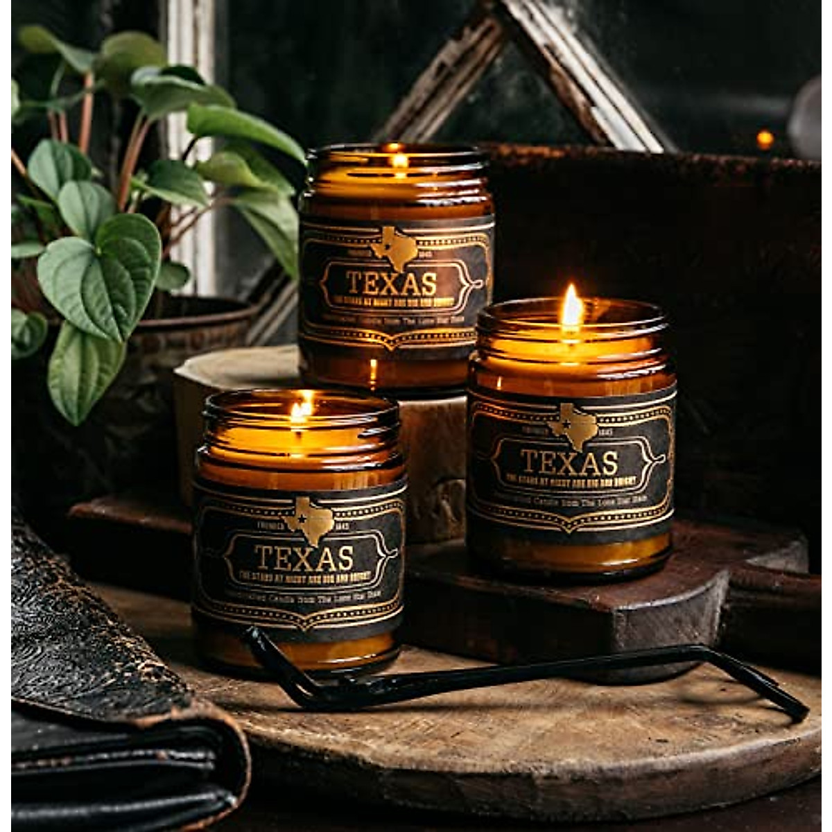 Jackson Vaughn Scented Candle, Texas - Scents of Wild Sage, Vanilla, Campfire, 9oz Jar (7.25oz NET WT), 40 Hour Burn Time